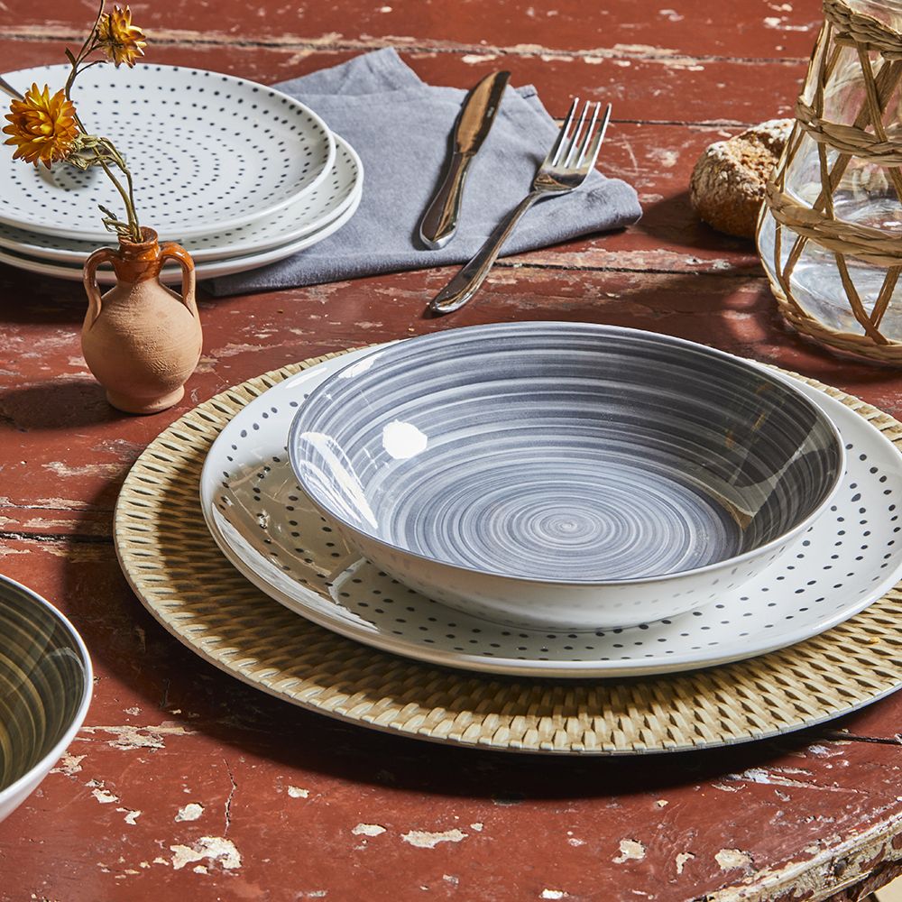 Set serviciu de masa, 18 piese, Madison Collection, Koonan Gris ...