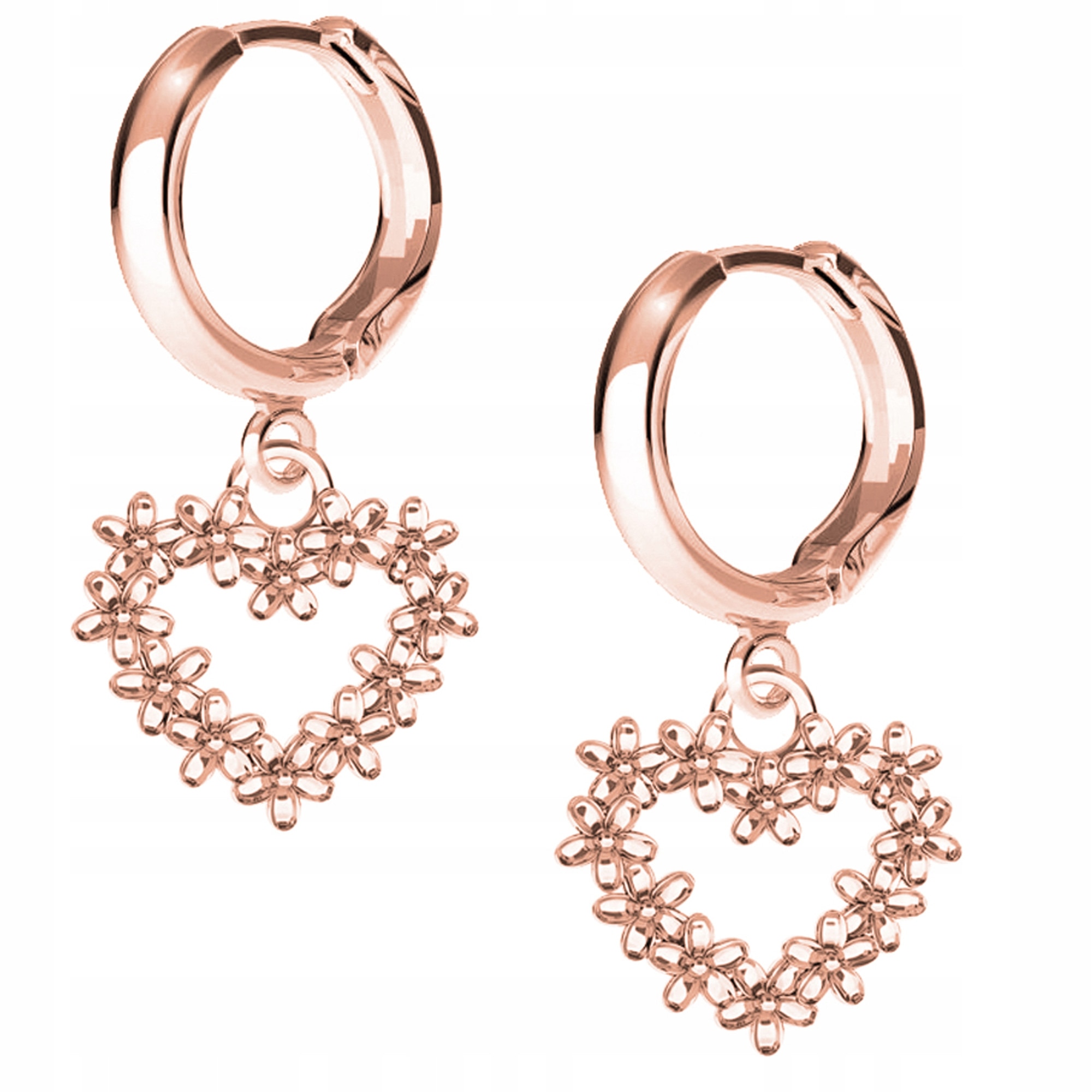 Cercei, Larezo, o inima de flori, aur roz, argint 925, 1.7x1.5 cm - eMAG.ro