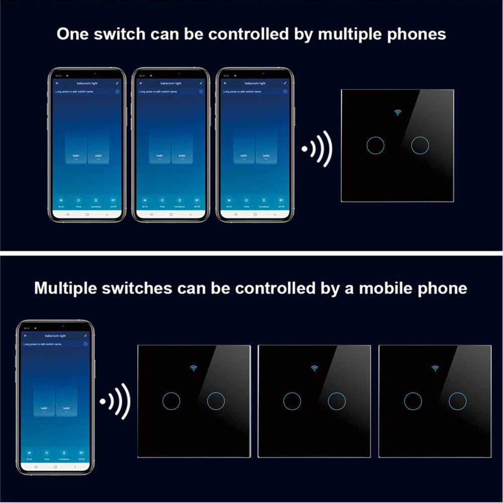 Comutator tactil WiFi inteligent, 1 canale, compatibil cu Alexa, Google ...
