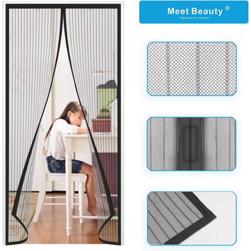 Plasa magnetica pentru insecte Meet Beauty, fibra de poliester, negru, 90 x 220 cm - eMAG.ro