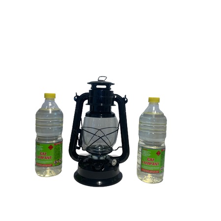 Felinar negru cu fitil inaltime 26 cm si 2 bucati gaz lampant 0.8 L ...