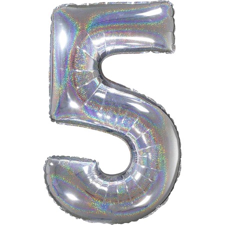 Balon Folie Cifra 5, Argintiu Holografic, 102 cm, 695GHS - eMAG.ro