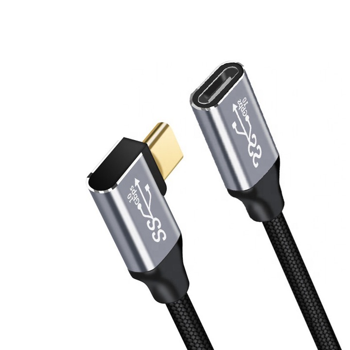 Cablu USB Type-C Extender 90 Grade TechDelivery, Thunderbolt 3, 4K 60hz ...