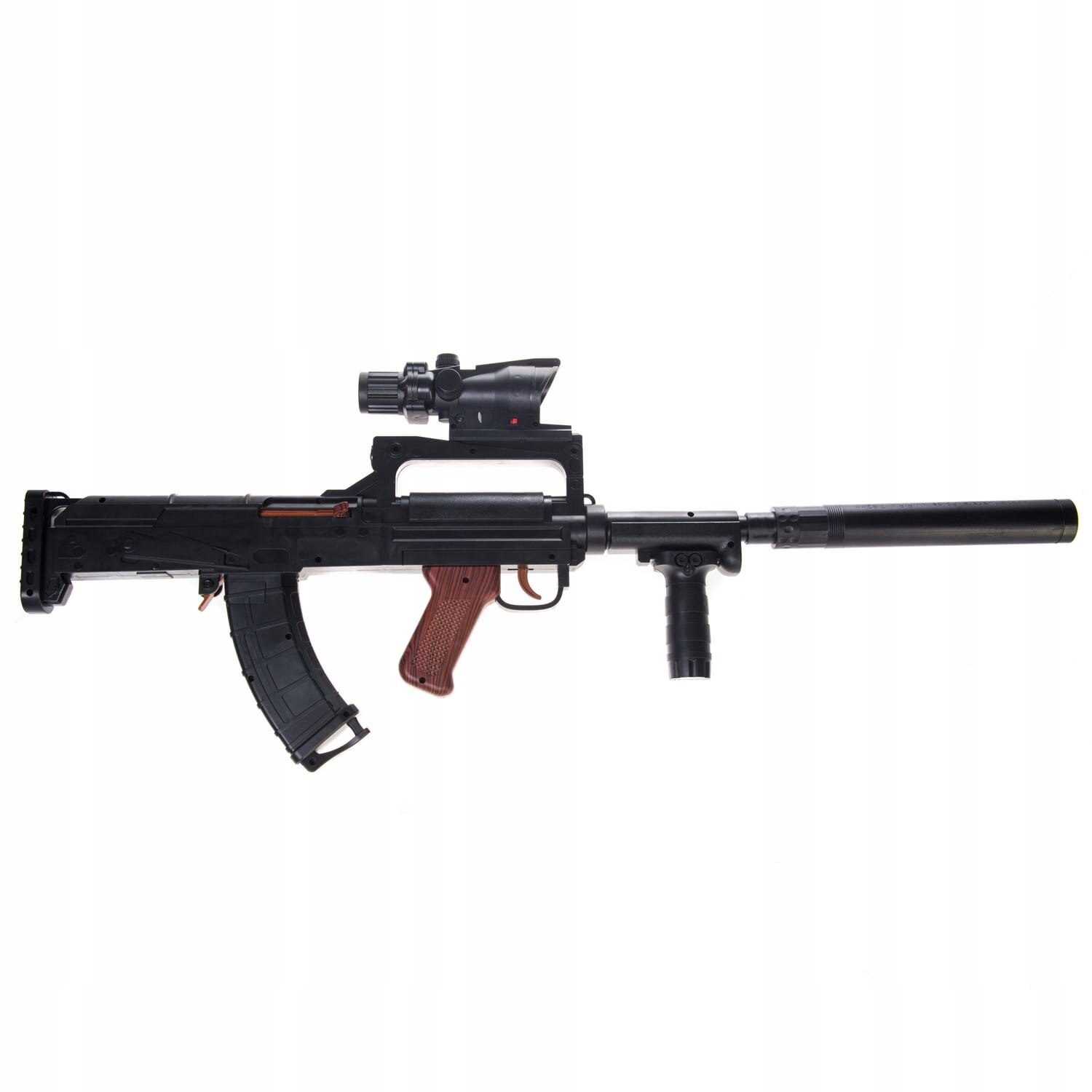 Пушка автомат Dream Toys, С топка, Лазер, 6 мм, Дължина 74 см, Черен ...