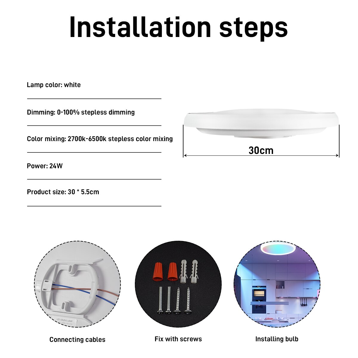 Plafoniera inteligenta Graffiti, HYsmart, 24W, Wifi, Bluetooth, RGB ...