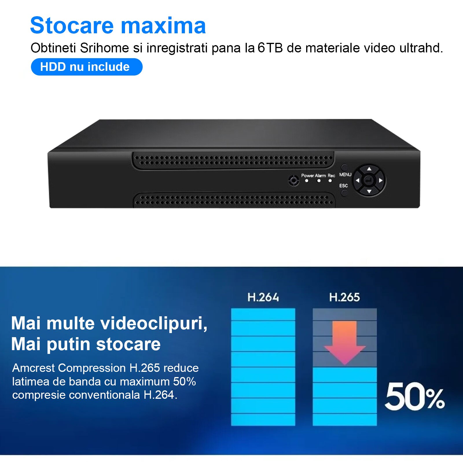 NVR 16 canale, Dytimeem, KU108, Recorder Video de Retea, HDMI ch, 5MP, VGA ch, H.265, IP, ONVIF ...
