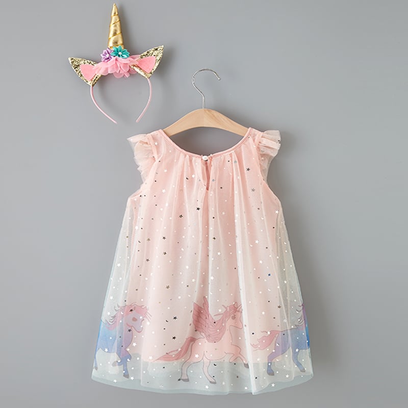 Rochie Fete Unicorn Leya Roz, 18-24 luni, 80-87 cm - eMAG.ro