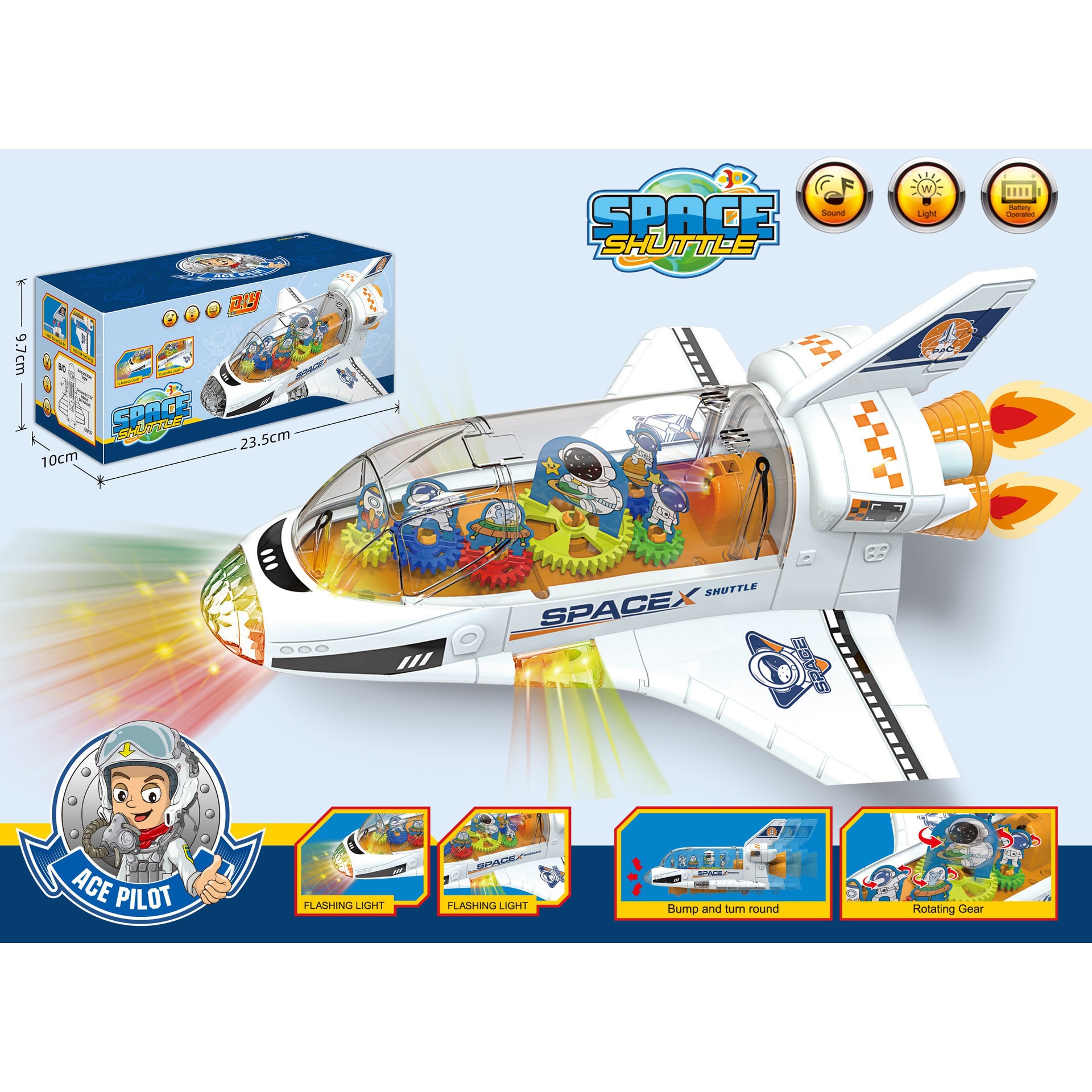 Jucarie Racheta Interactiv, Cu Sunete si Lumini, Multicolor, Marime 23. ...