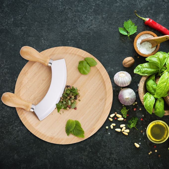 Tocator de bucatarie si cutit pentru tocat, Relaxdays, 12 x 14 x 2.5 cm ...