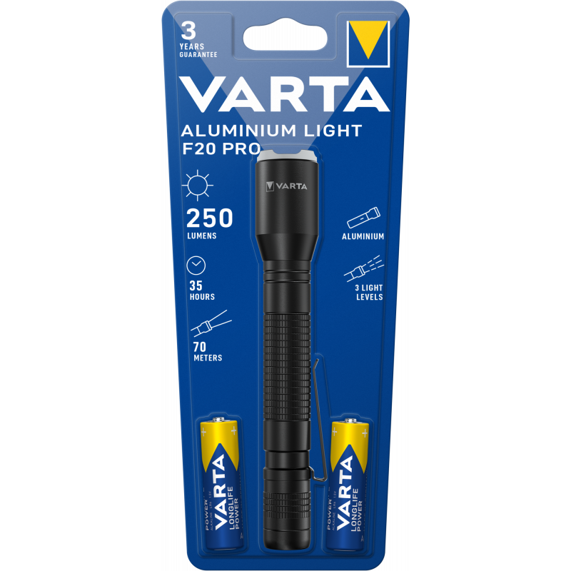 Lanterna LED Varta Aluminium Light F20 Pro 16607, 250lm, focus, 2xAA ...