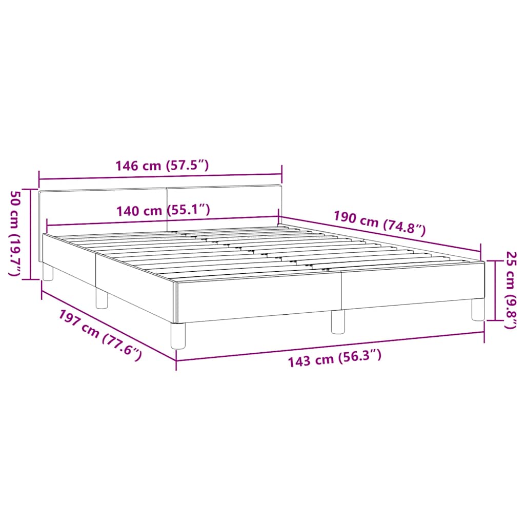 Cadru de pat cu tablie fara saltea vidaXL, negru, 140x190 cm, 22.3 kg ...