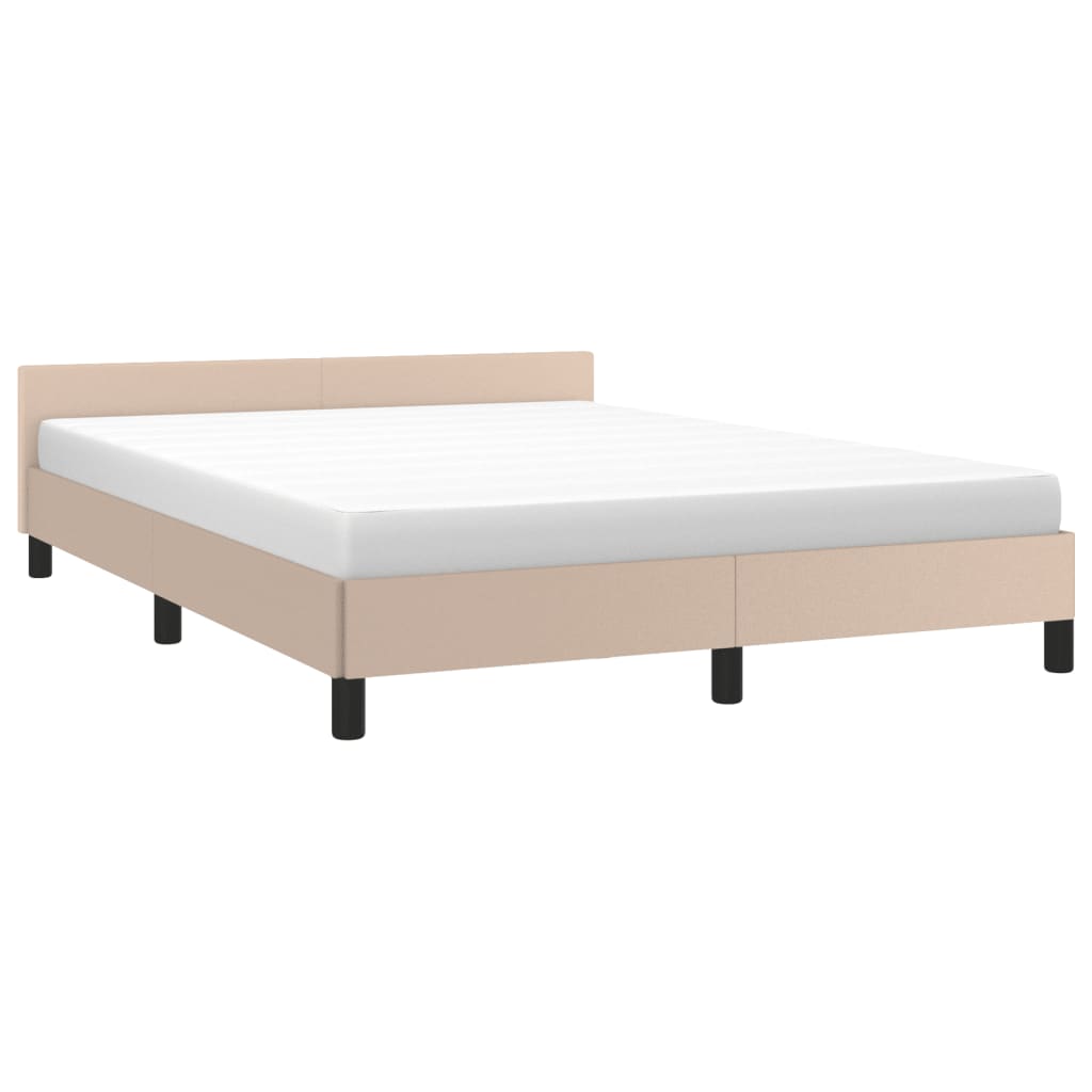 Cadru de pat cu tablie vidaXL, cappuccino, 140x200 cm, piele ecologica ...