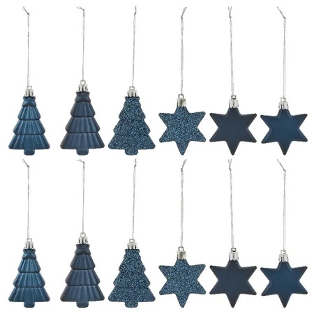 Set 12 globuri sub forma de stelute si copaci, realizate din plastic ...
