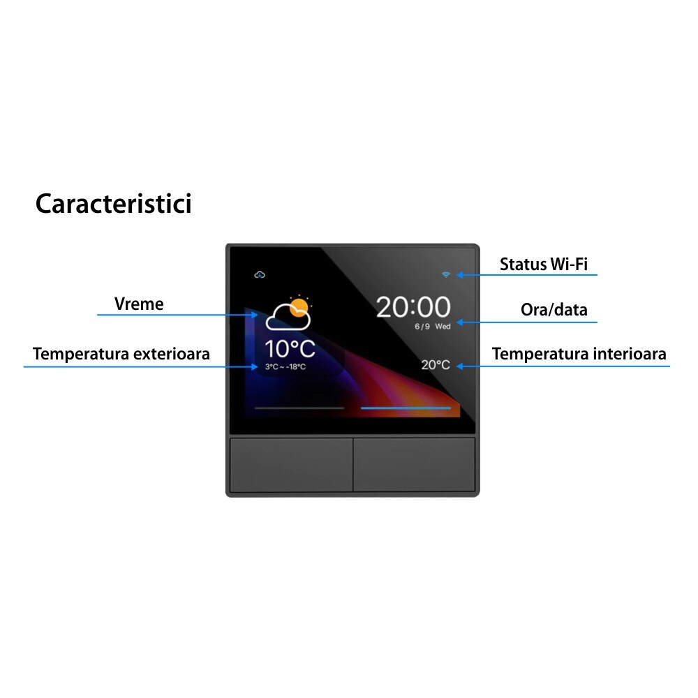 Intrerupator inteligent cu touch, monitorizare vreme, controlabil prin ...