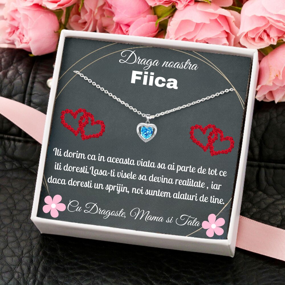 Set Cadou Colier din Argint 925 placat cu Aur alb rodiat, cutie ...