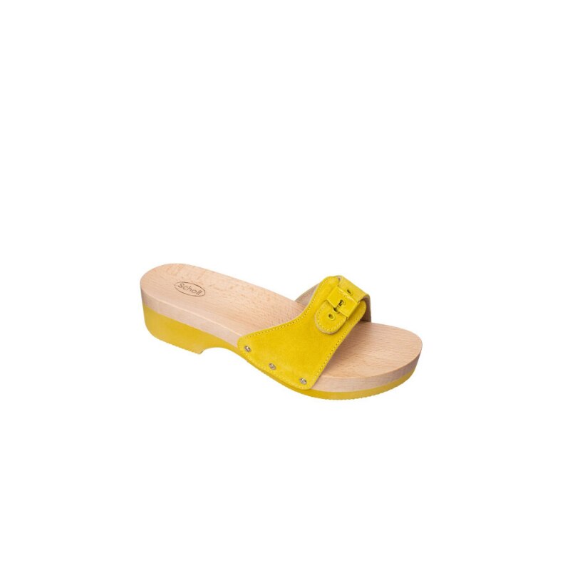 Slapi Iconic Pescura Heel Matt, Scholl, Piele naturala, Galben, 38 ...