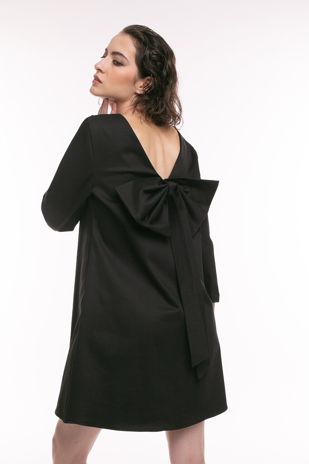 IHeart, Rochie mini cu croiala in A si funda, Negru, M - eMAG.ro