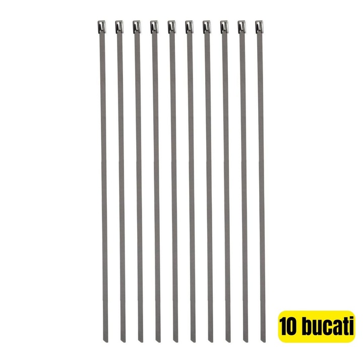 Coliere metalice tip bride, 4.6 x 300 mm, Set 10 bucati - eMAG.ro