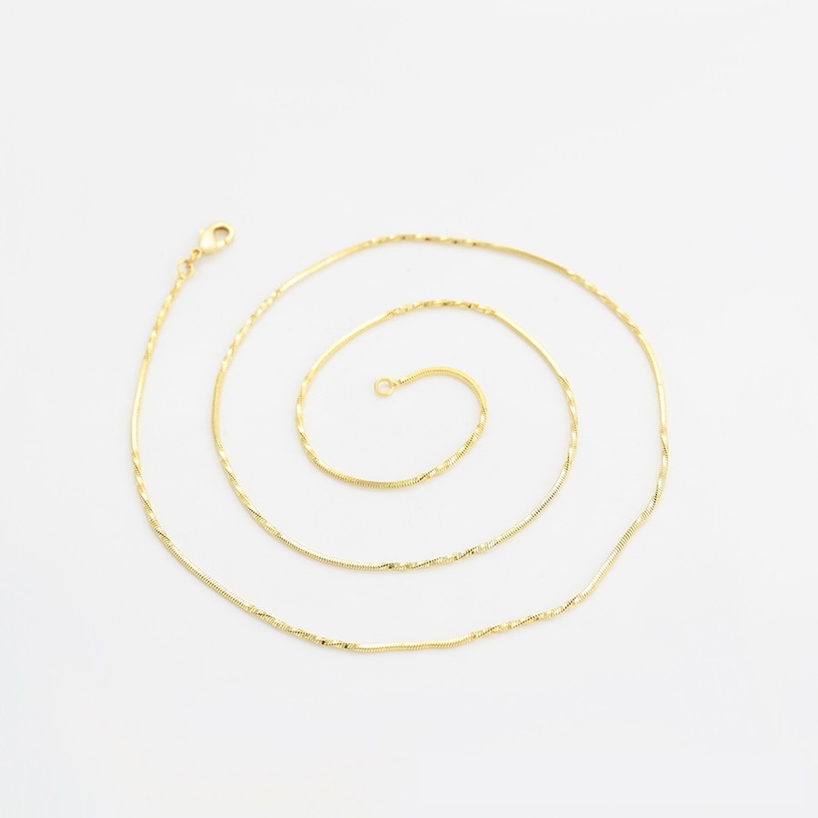 Lant Snake rasucit dublu placat cu aur de 14K, 55 cm, saculet bijuterii ...