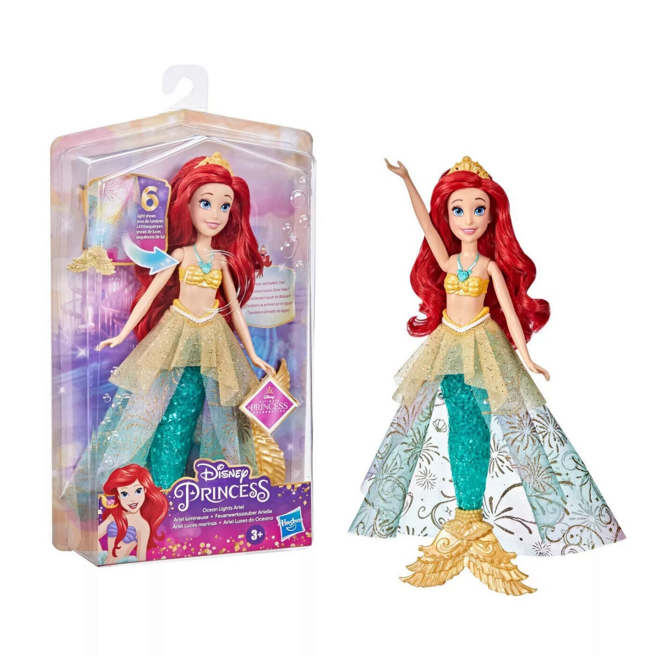 Papusa Disney Princess Ocean Lights Ariel, Multicolor, 30 cm, 3 ani+ ...