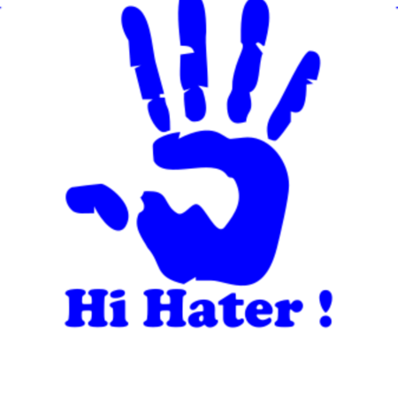 Sticker decorativ perete, auto si geam, Hi hater, Albastru, 25 cm - eMAG.ro