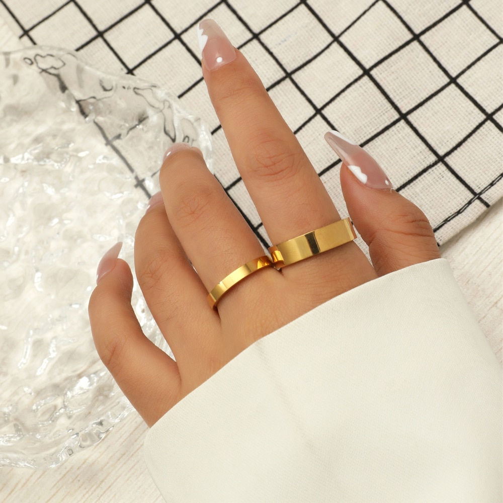 Set 2 Inele 5083E din inox, Sic Moda, Auriu, 6 US, 52 mm - eMAG.ro