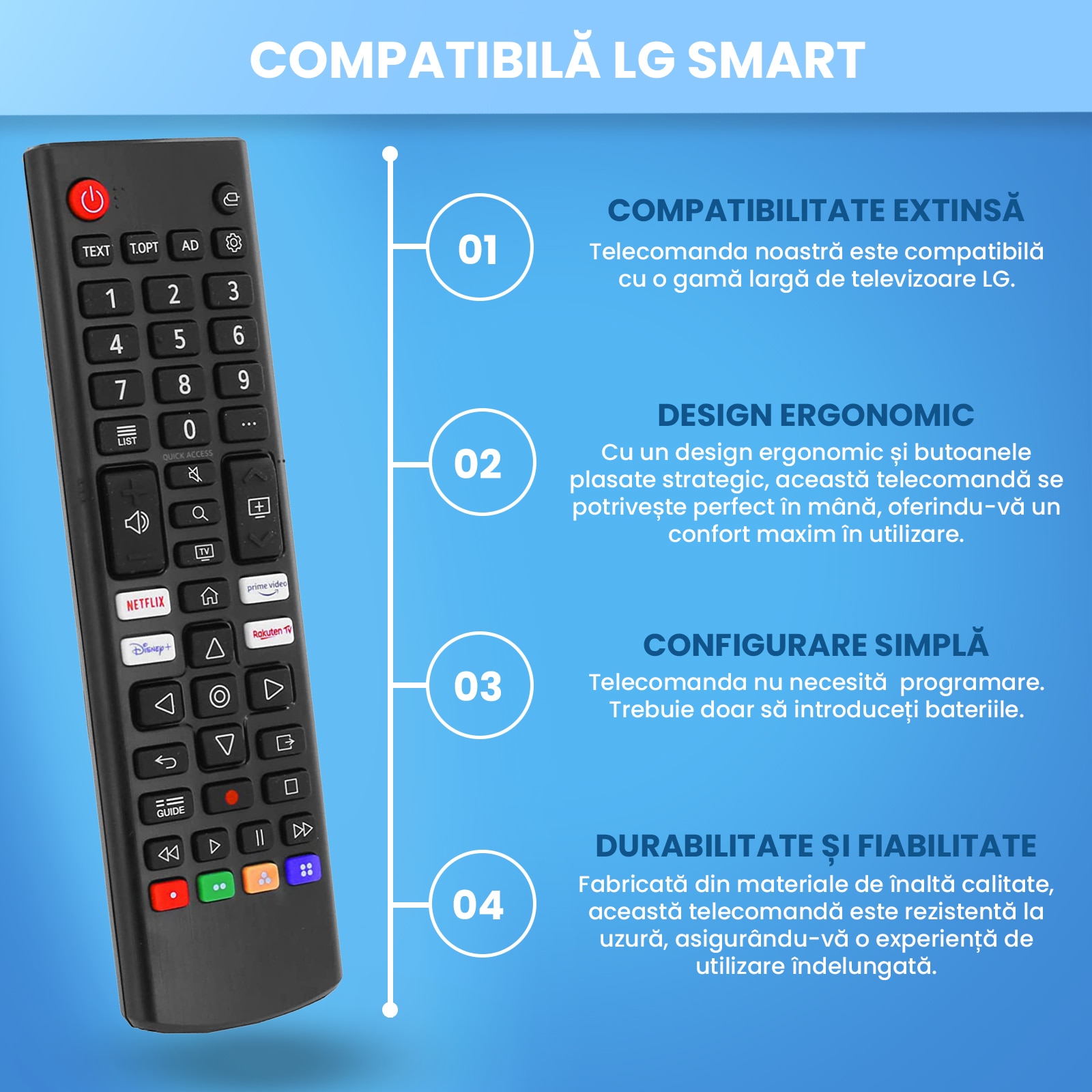 Telecomanda TV Compatibila LG, AKB76037605, 32LQ63006LA, 32LQ570B6LA ...