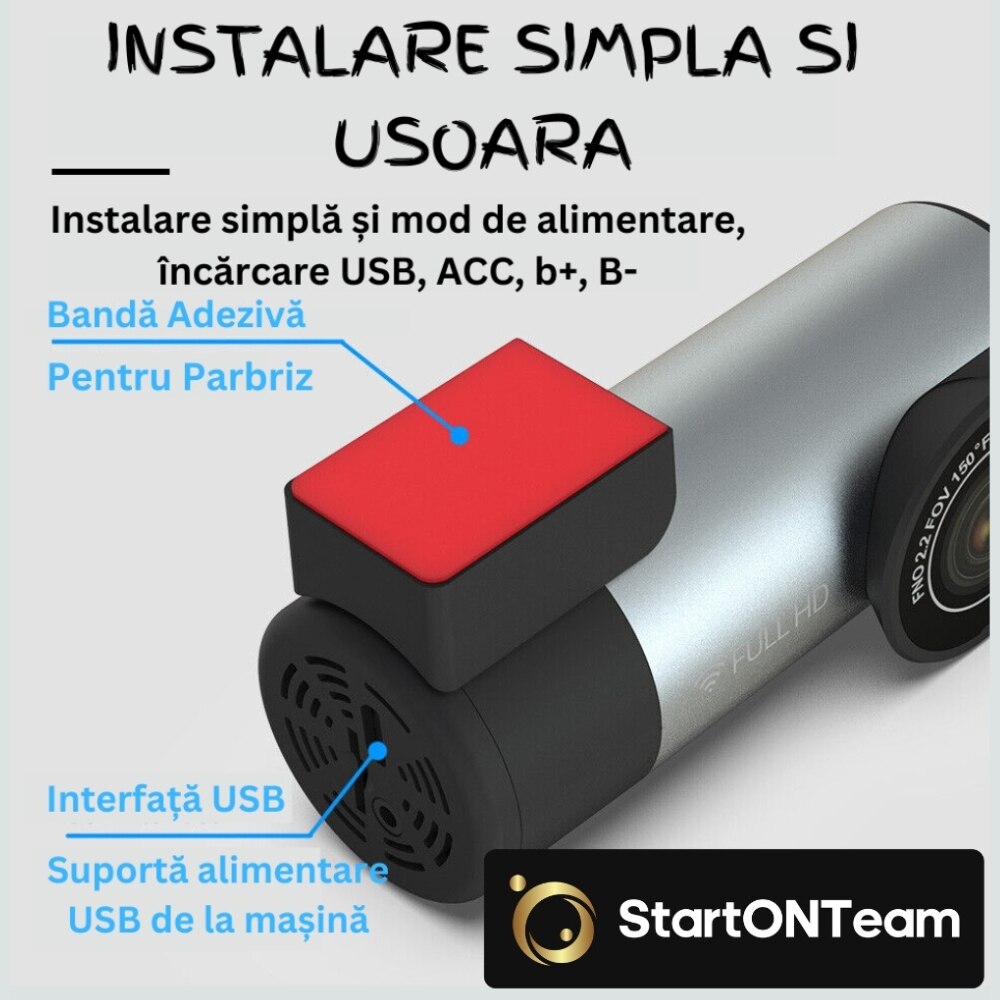 Camera Auto de Trafic Ascunsa StartONTeam pentru Masina DVR, 1080P ...