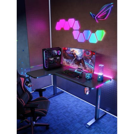 Birou Gaming Cu Led Rgb, Blat Carbon, Cadru Otel 1600 CM - eMAG.ro