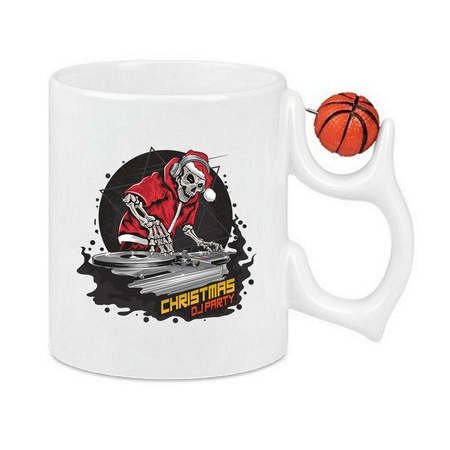 Cana personalizata cu textul Skull DJ Party, Ceramica, 330 ml, Maner cu ...