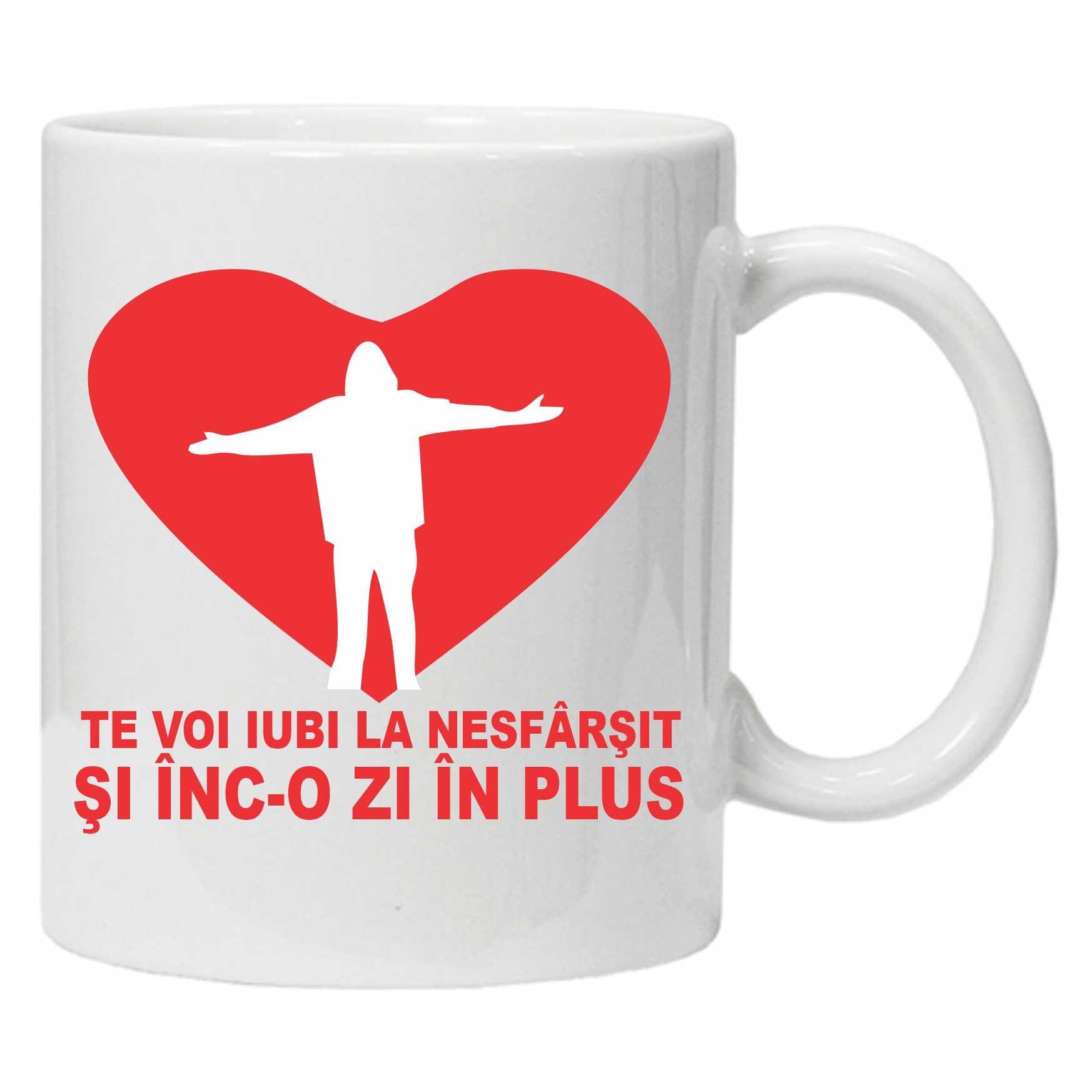 Cana inscriptionata cu textul " te voi iubi la nesfarsit", rosu, CRD PRINT, 330ml - eMAG.ro