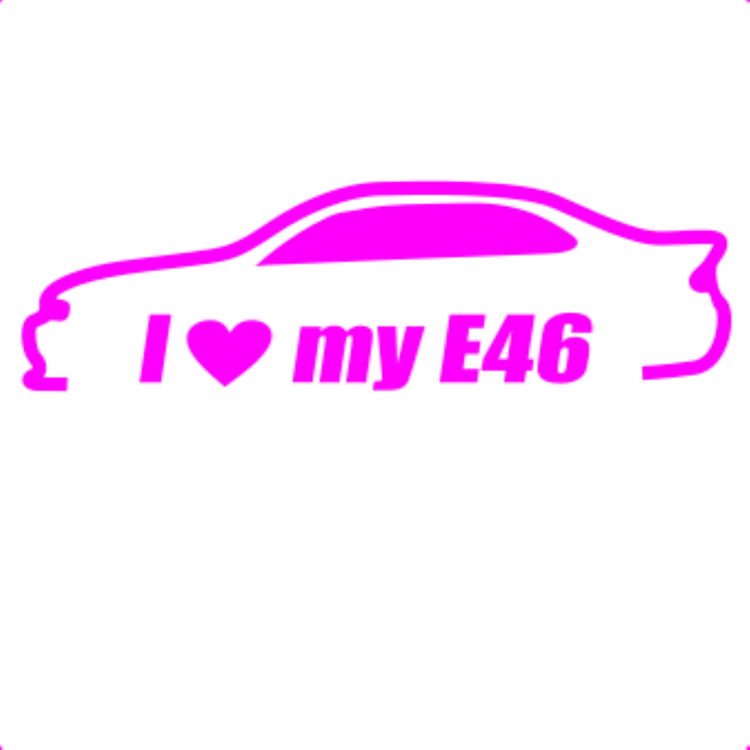 Sticker decorativ perete, auto si geam, I love my bmw e46, Roz, 25 cm ...