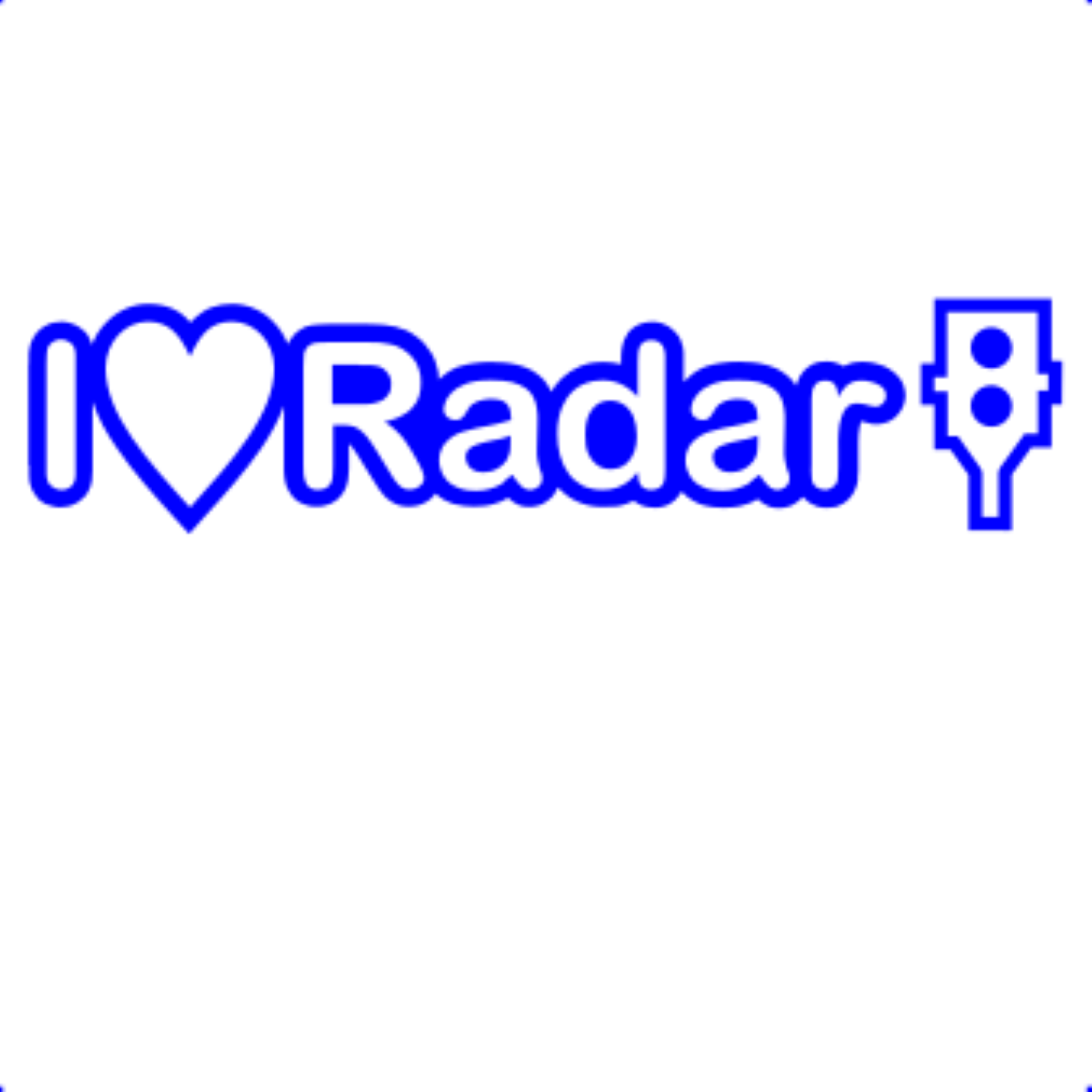 Sticker decorativ perete, auto si geam, I love radar, Albastru, 25 cm ...