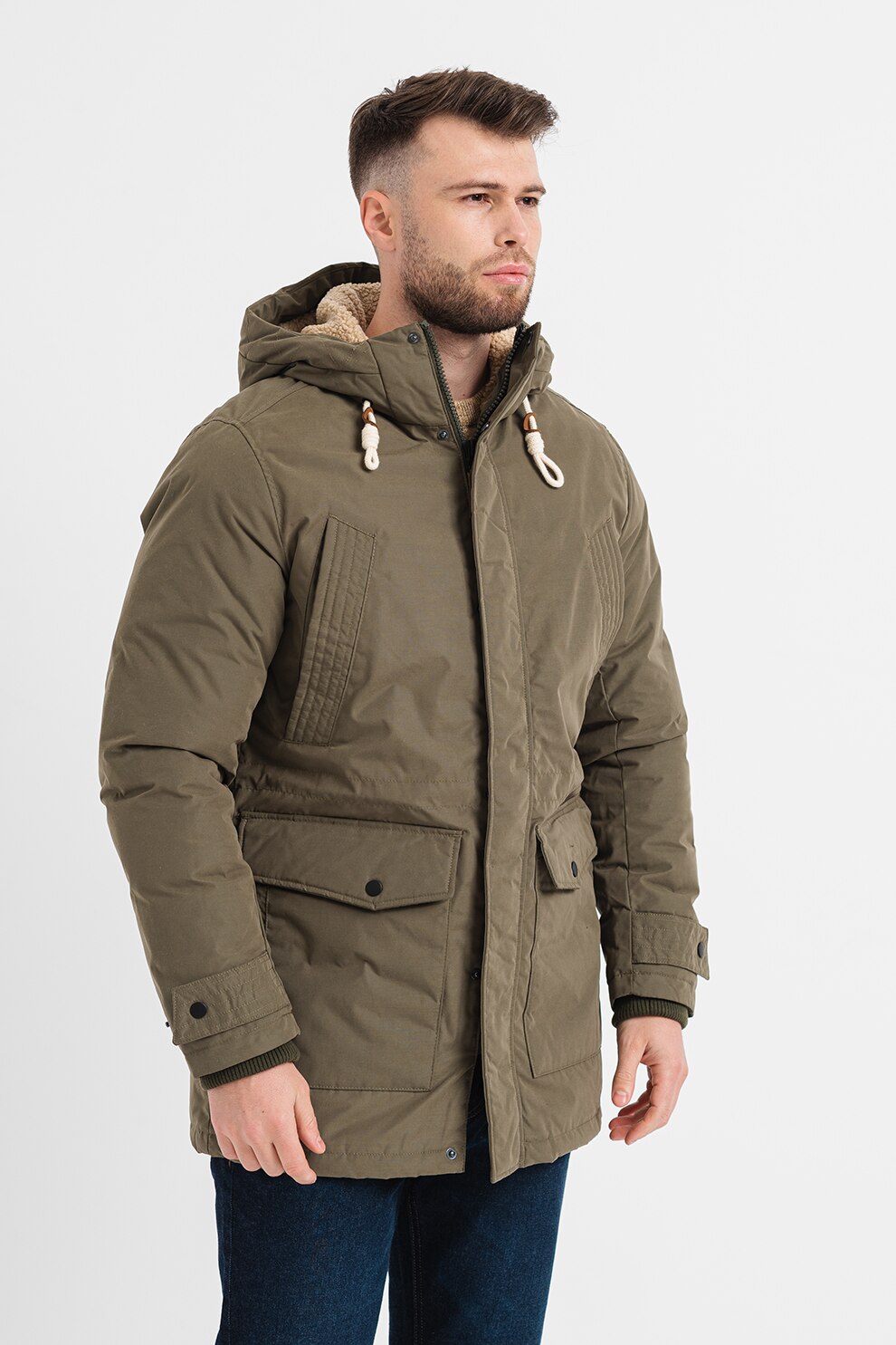 Produkt by Jack & Jones, Geaca cu buzunare frontale Luke, Verde feriga ...