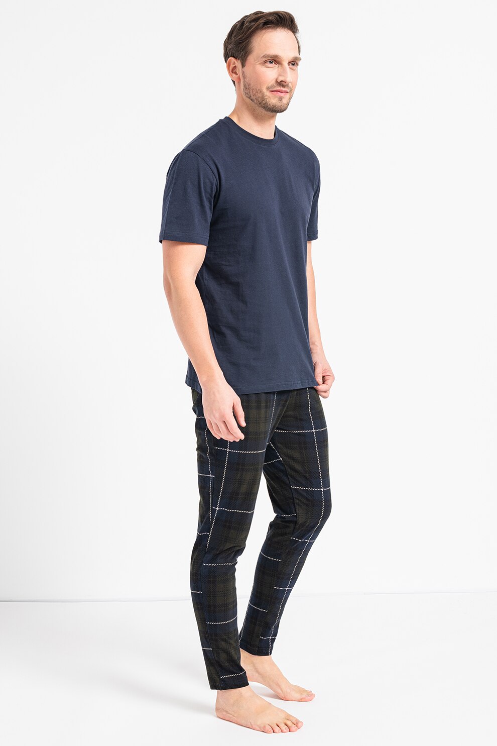 Only & Sons, Пижама Billy с карирана долна част, Армия зелено ...