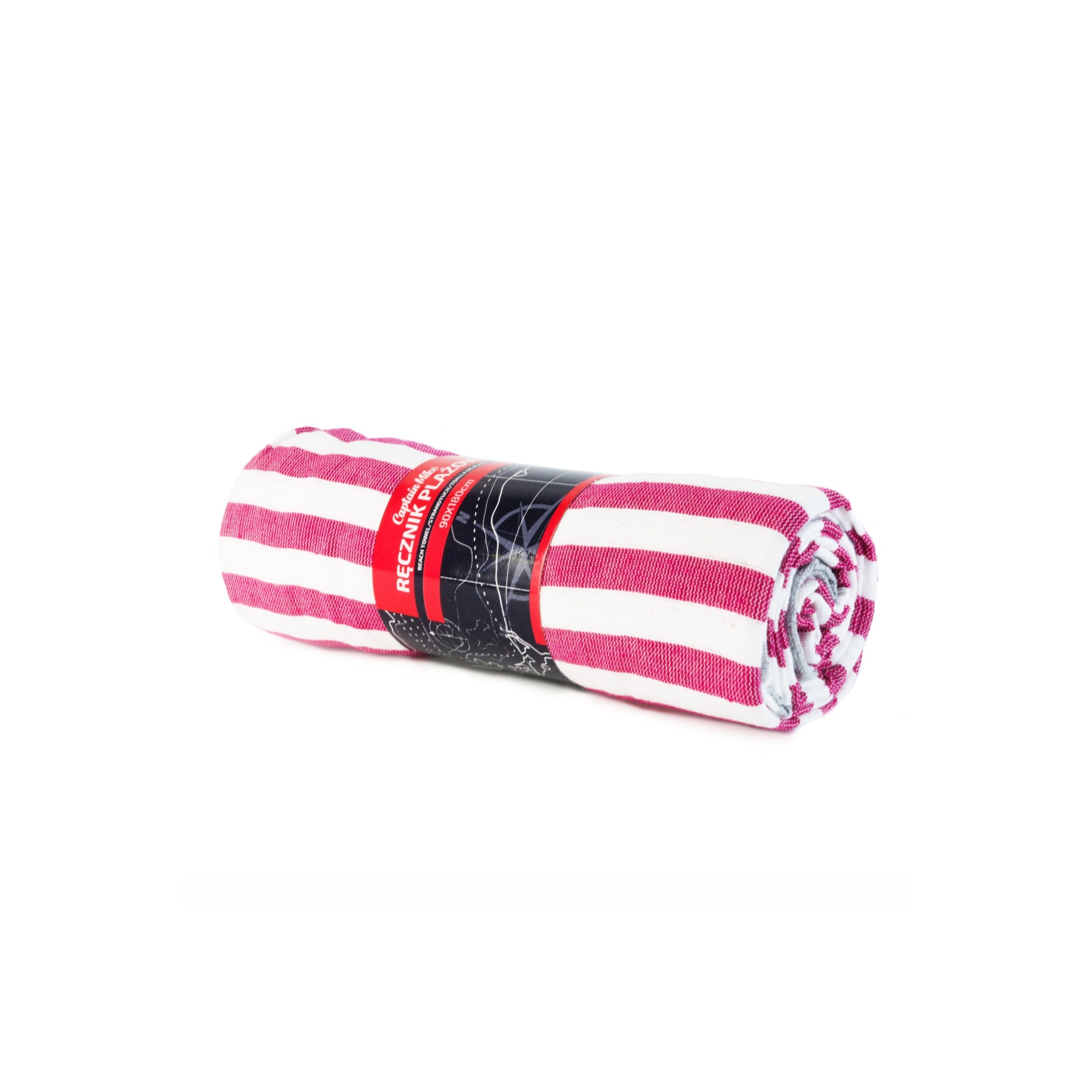 Prosop de plaja, Captain Mike, Bumbac, 90x180, Rosu/Alb - eMAG.ro