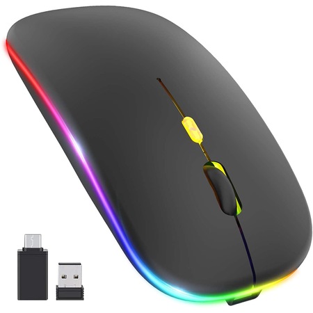 OEM vezeték nélküli egér, Bluetooth, újratölthető, 7 szín, fekete - eMAG.hu
