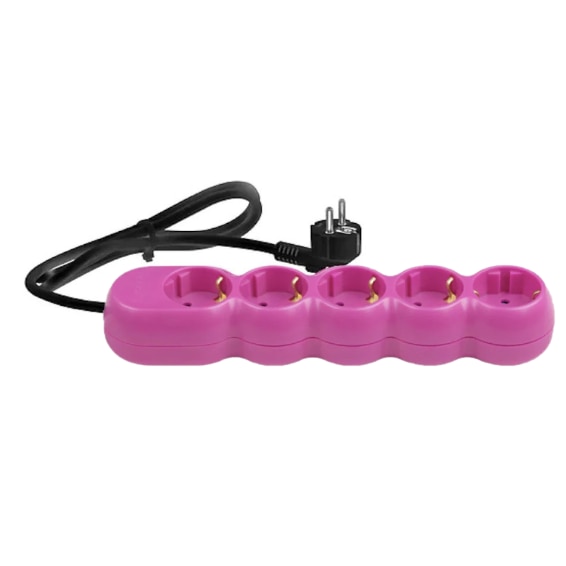 Prelungitor Wconn 3 m, 3X1.5 mmp, 5 prize, roz, cu impamantare si ...