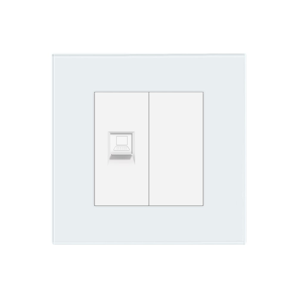 Priza Internet cu Rama din Sticla LUXION, Alb - eMAG.ro