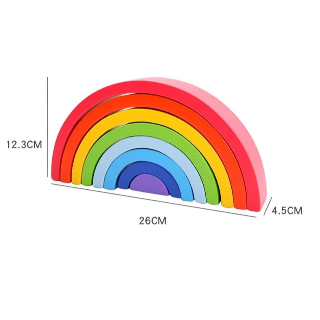 Curcubeu din lemn cu 8 piese late, Rainbow Blocks - eMAG.ro