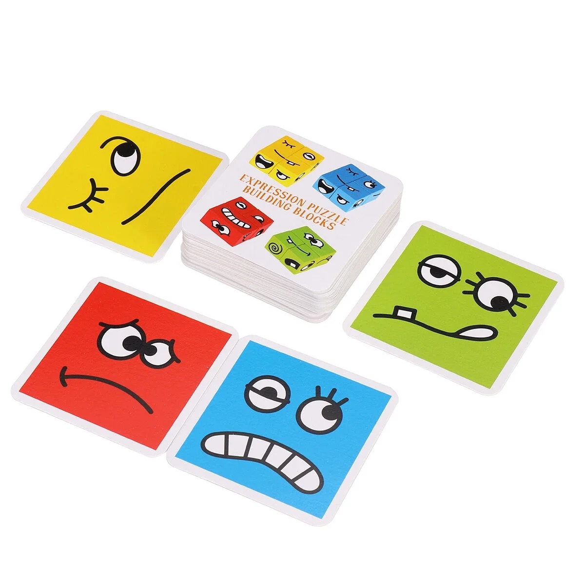Joc emotii si expresii faciale, Montessori din cuburi de lemn ...