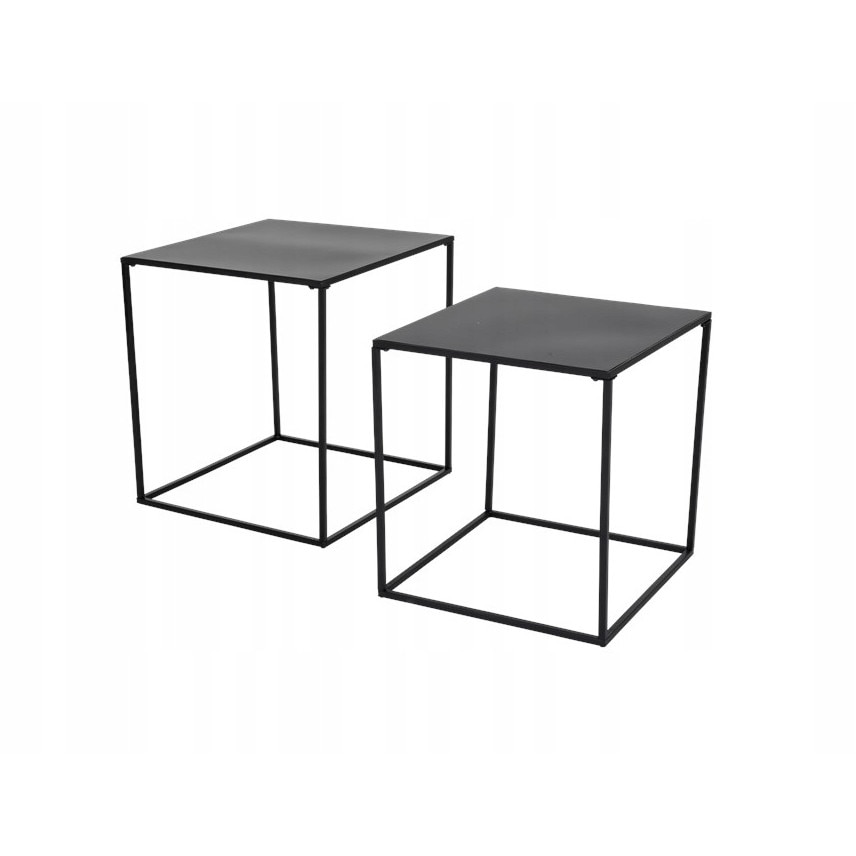 Set 2 masute metalice, Loft, 38 x 38 x 41/34 x 34 x 37 cm, Negru - eMAG.ro