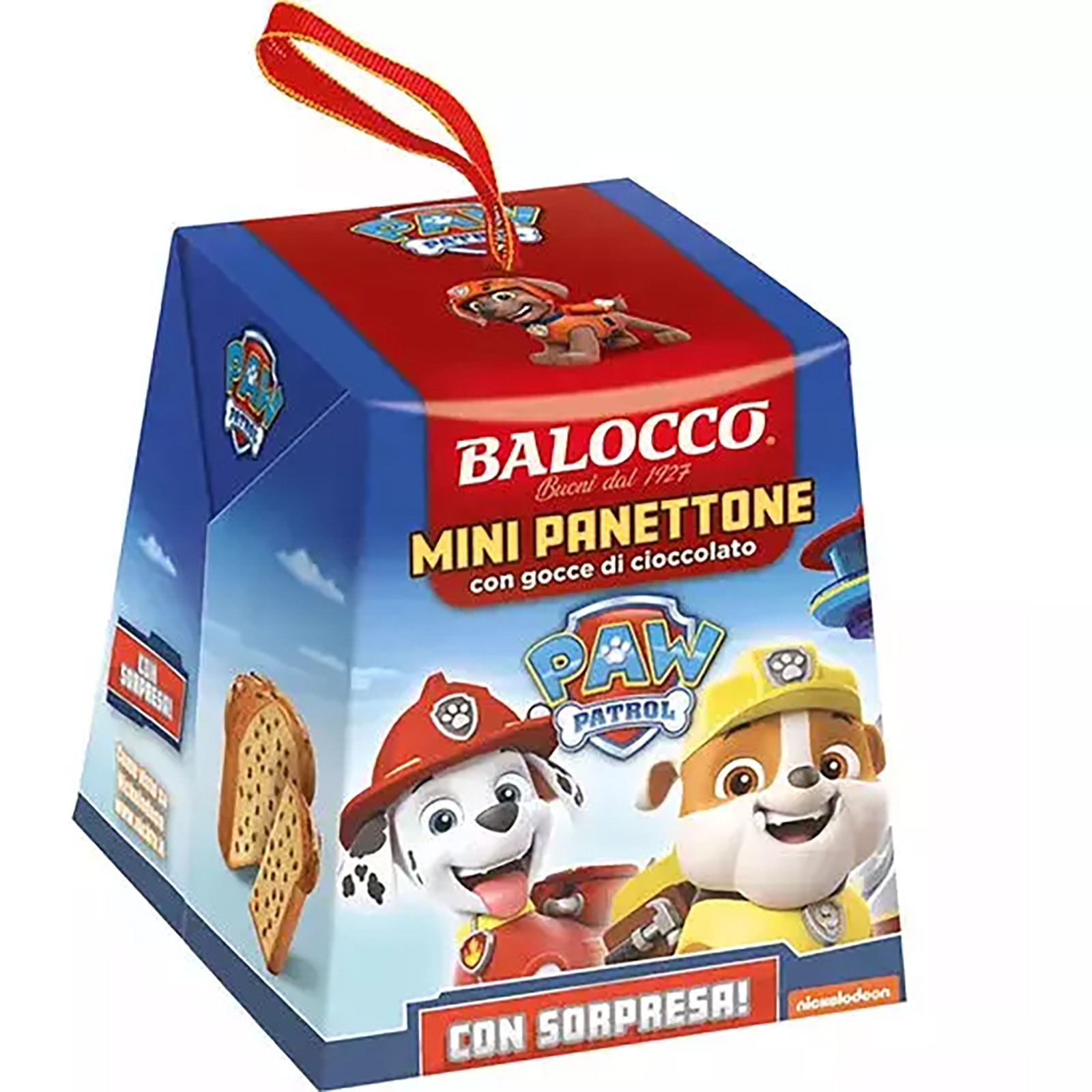 Mini Panettone Paw Patrol cu bucati de ciocolata, cu surpriza, Balocco ...
