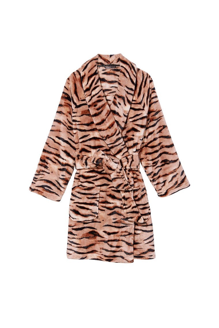 Robe, Victoria's Secret, Logo Short Cozy, Champagne Tiger, размер M ...