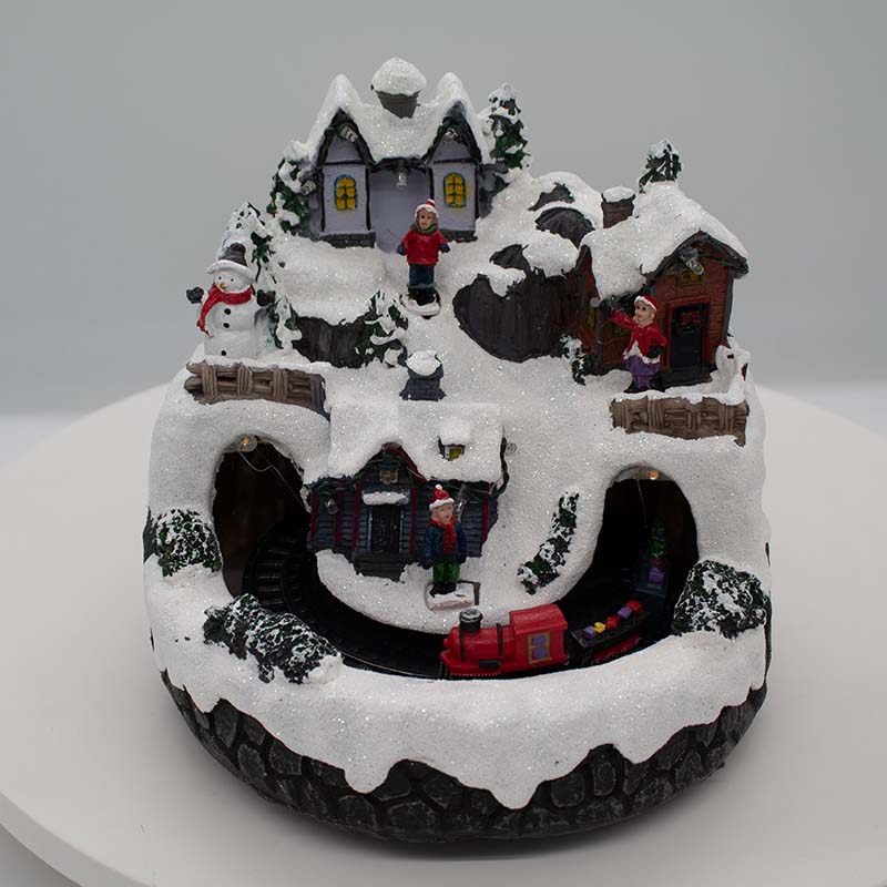 Decoratiune de Craciun cu luminite si trenulet rotativ - eMAG.ro