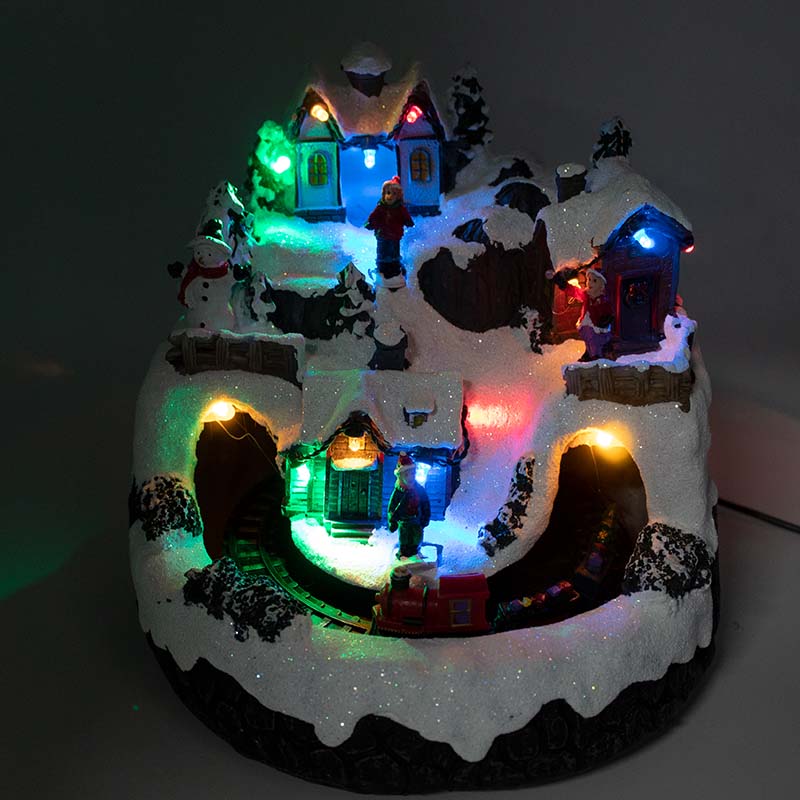 Decoratiune de Craciun cu luminite si trenulet rotativ - eMAG.ro