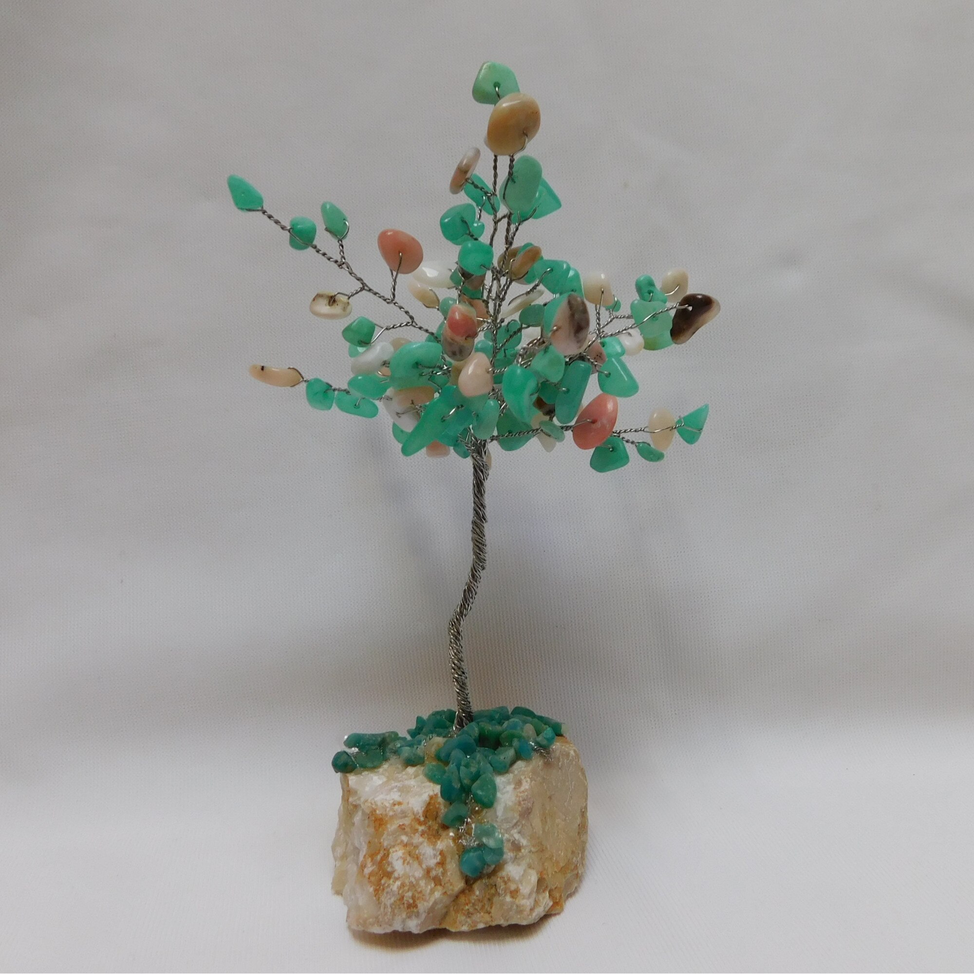 Copacel decorativ "Pomul vietii" din hemimorfit si opal roz, 14 cm ...