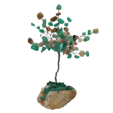 Copacel decorativ "Pomul vietii" din hemimorfit si opal roz, 14 cm ...