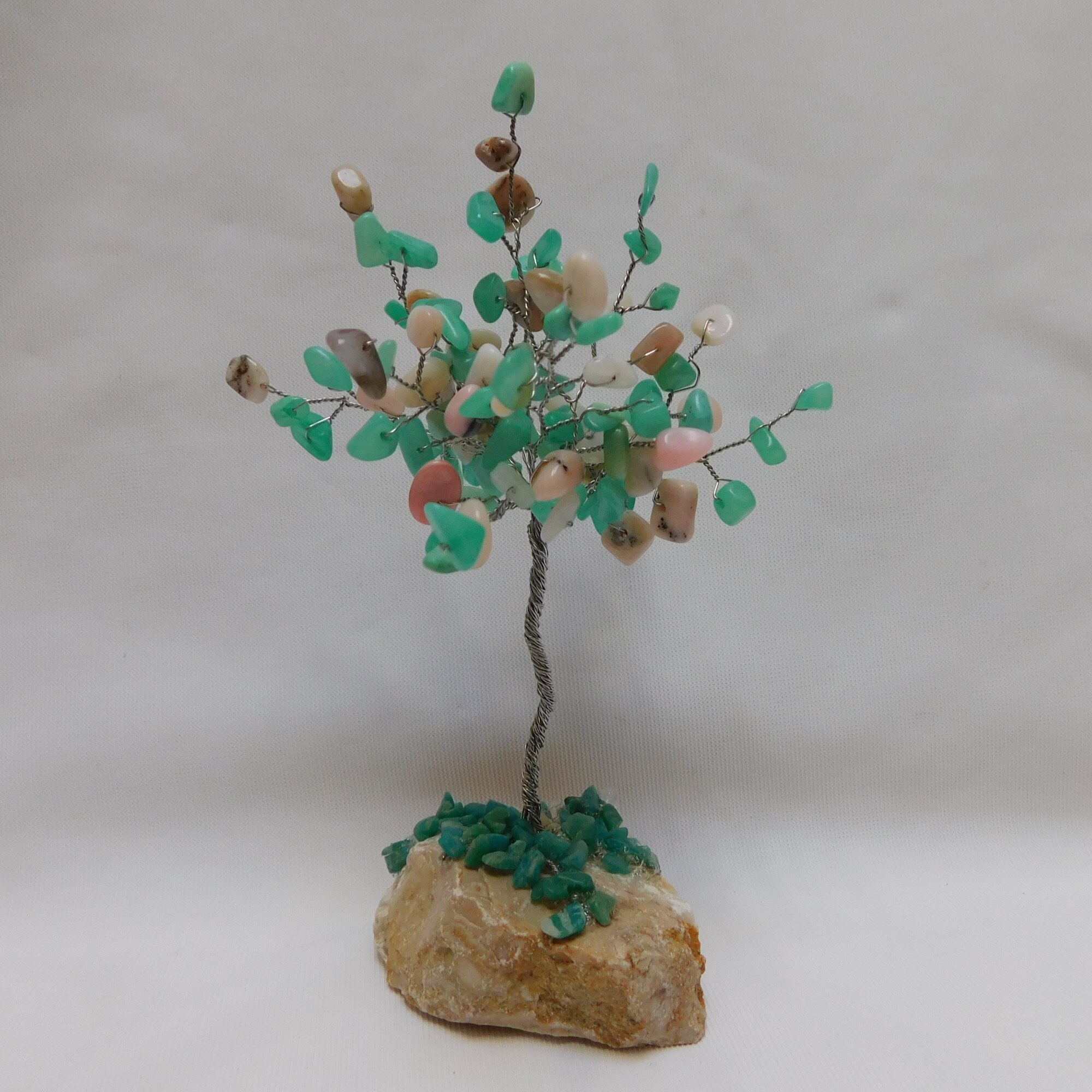 Copacel decorativ "Pomul vietii" din hemimorfit si opal roz, 14 cm ...