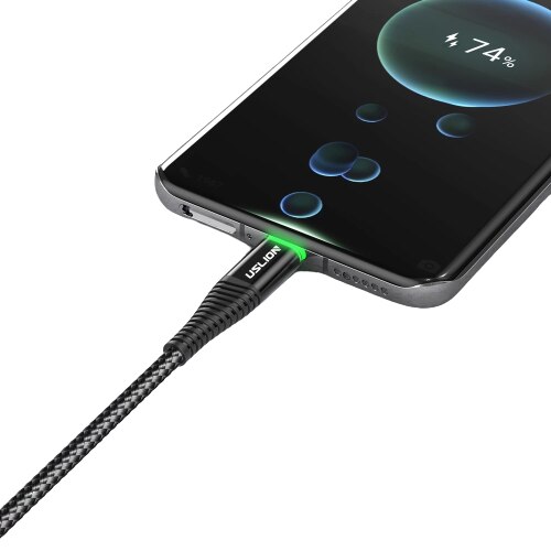 Cablu de Date/Incarcare OZ USLION, Premium Textil, USB la USB-C 3A, 2M ...